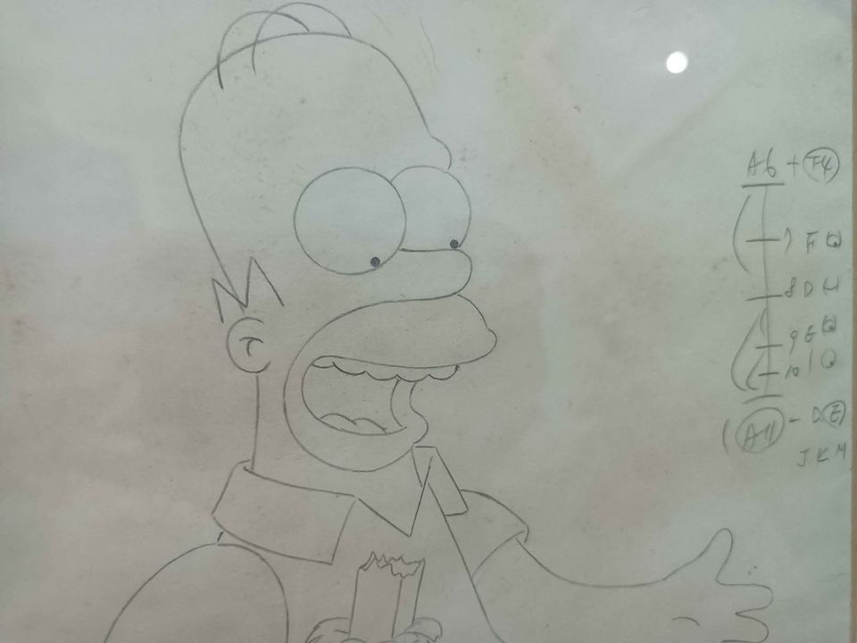 Vintage Simpsons Animation production cell in pencil on paper with ...