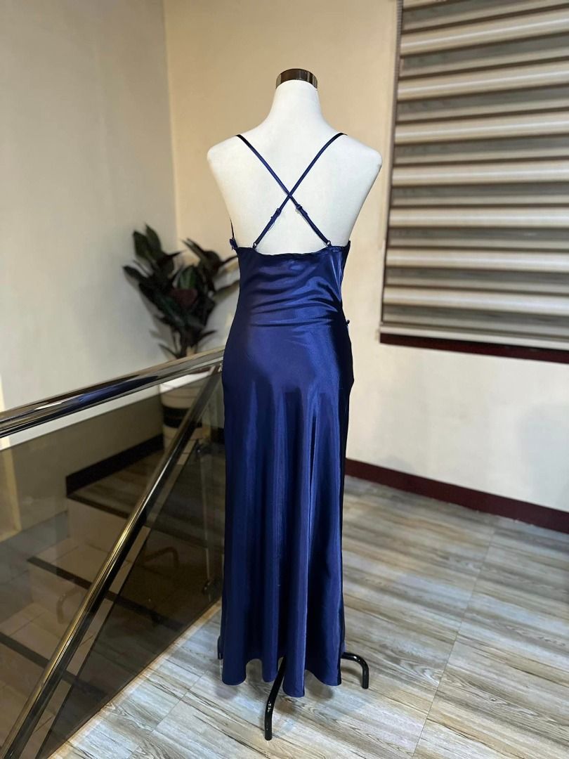 XS-M Shein Miss Ord Sexy Elegant Cowl Neck Crisscross Back Silk Satin ...