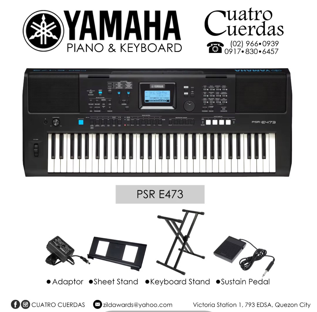 Yamaha PSR-E473 w/ Stand and Pedal, Hobbies & Toys, Music & Media ...