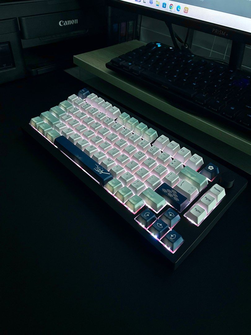 75% Custom Mechanical Keyboard (Wave Keycaps) - Fully modded - Tri mode, Computers & Tech, Parts ...