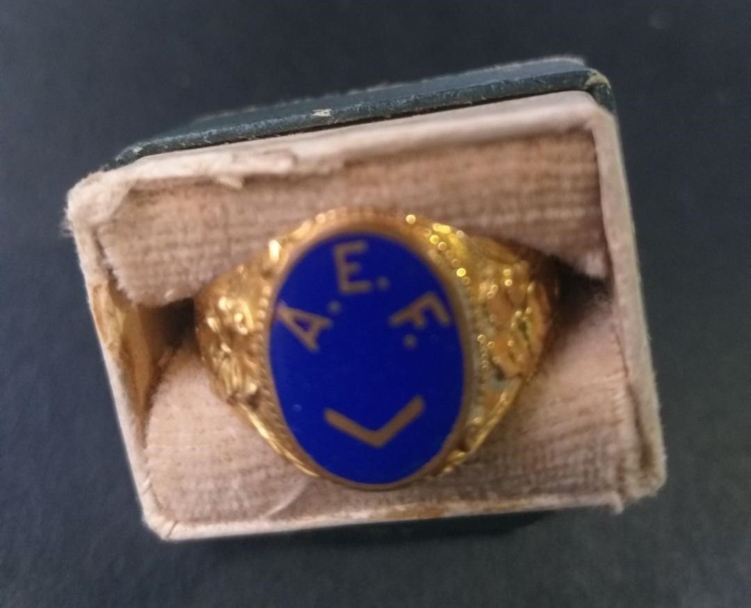 Antique WWI AEF "American Expeditionary Forces" 12K Gold Shell Enamel ...