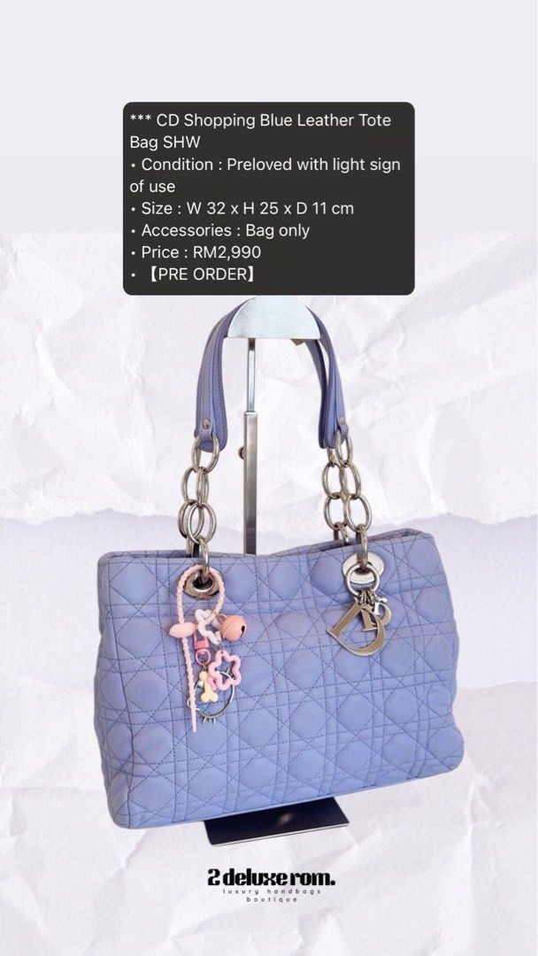 CD Shopping Blue Leather Tote Bag SHW | FIXED PRICE, Luxury, Bags ...