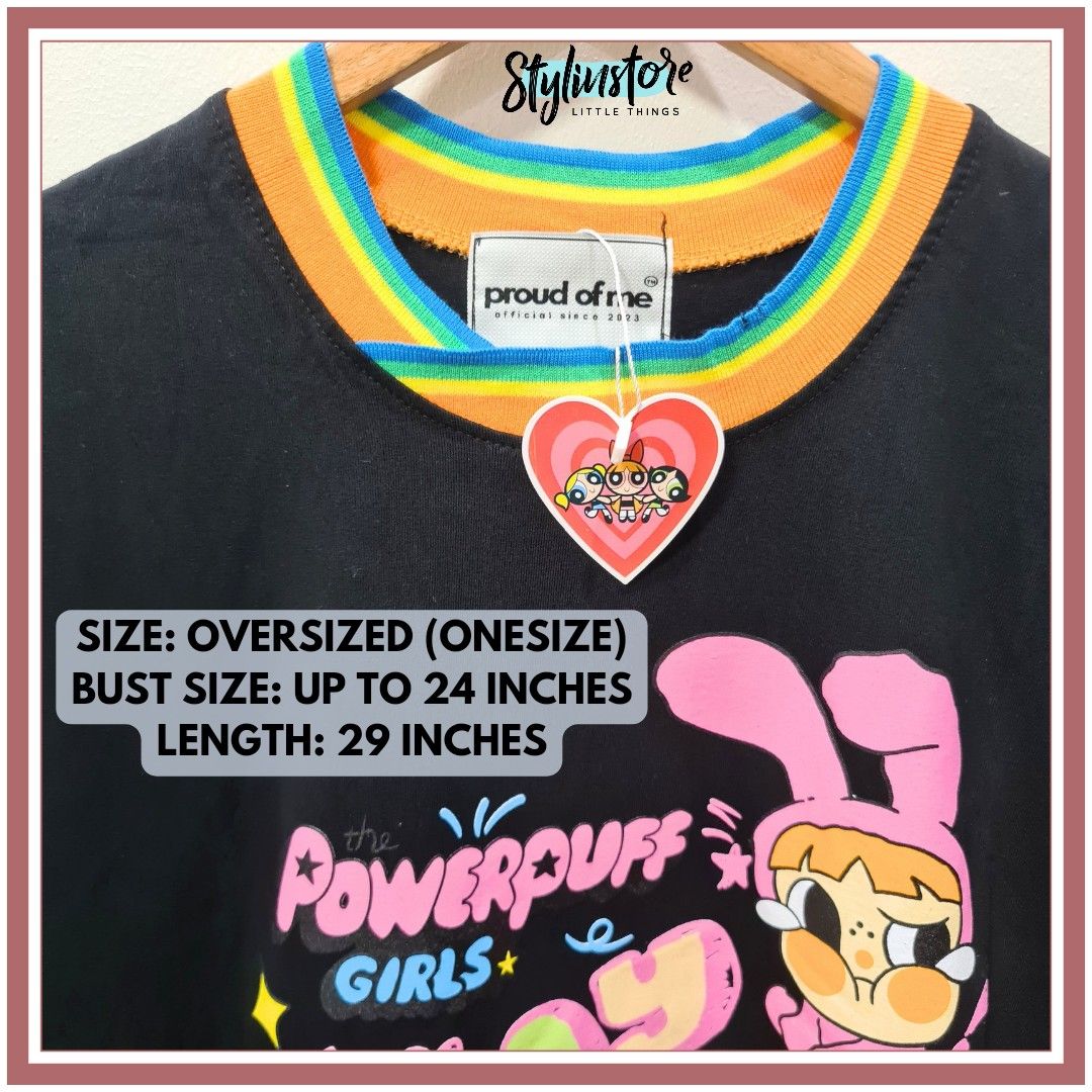 Cry Baby Powerpuff Girls Tri-Color Collar Oversized Shirt (Cream ...
