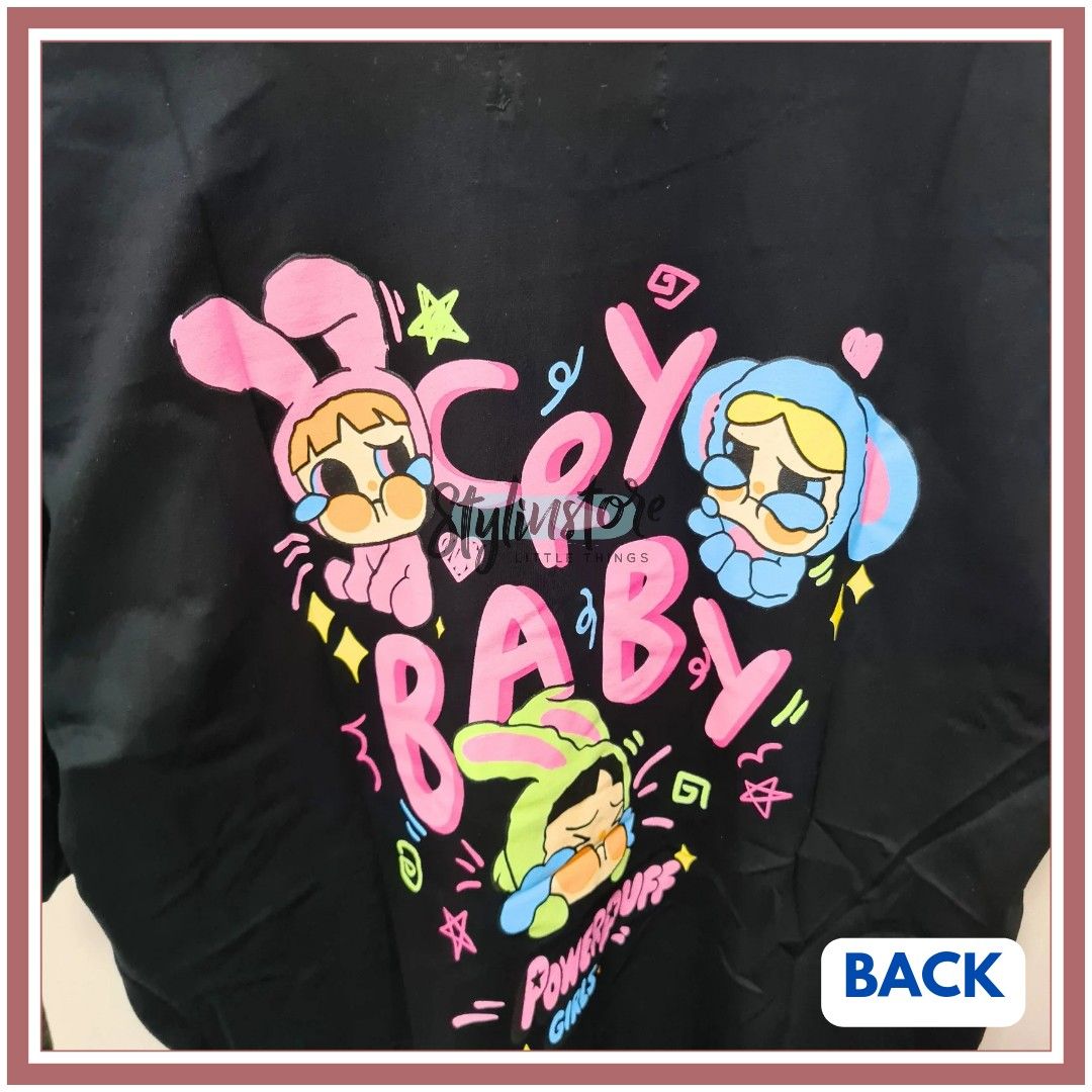 Cry Baby Powerpuff Girls Tri-Color Collar Oversized Shirt (Cream ...