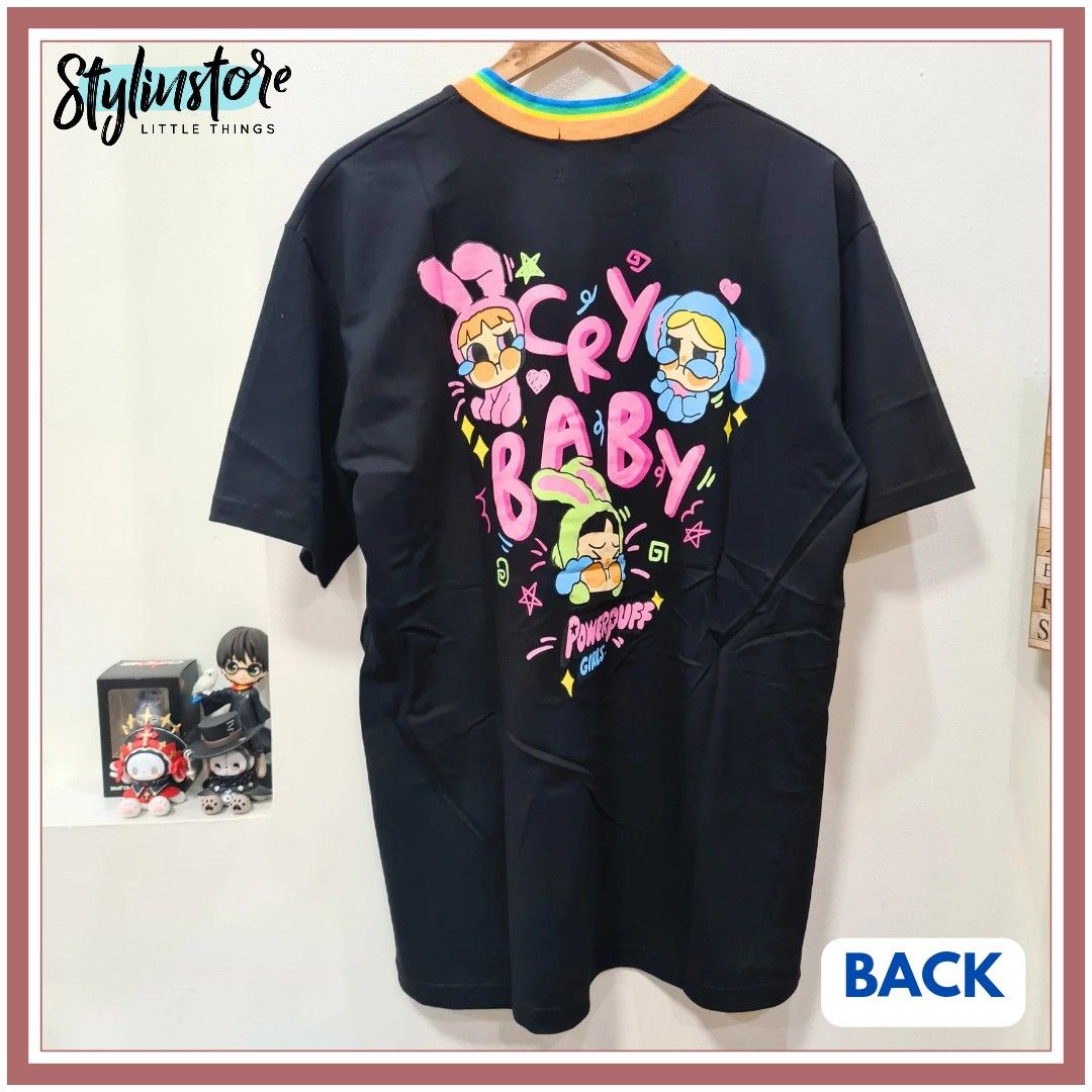 Cry Baby Powerpuff Girls Tri-Color Collar Oversized Shirt (Cream ...