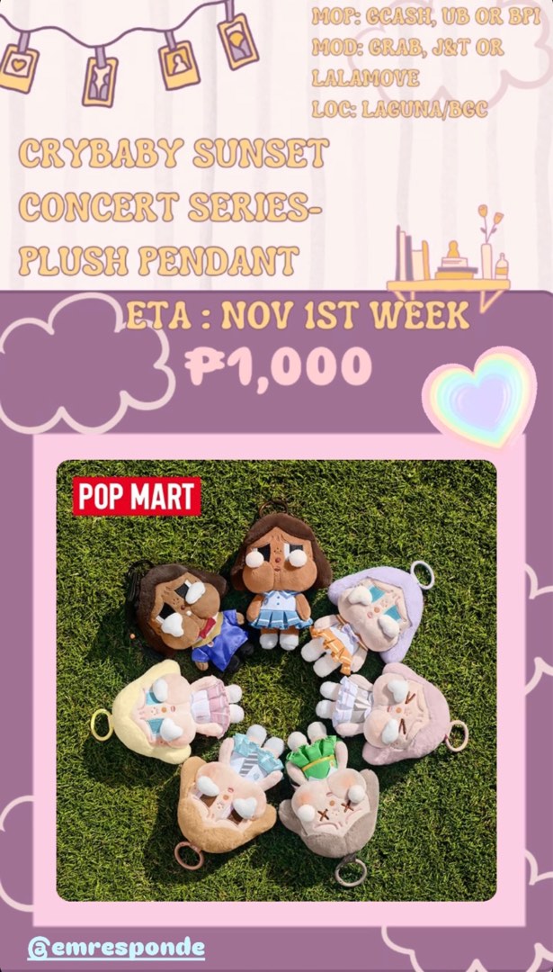 Cry Baby Sunset Concert Series Plush Pendant, Hobbies & Toys ...