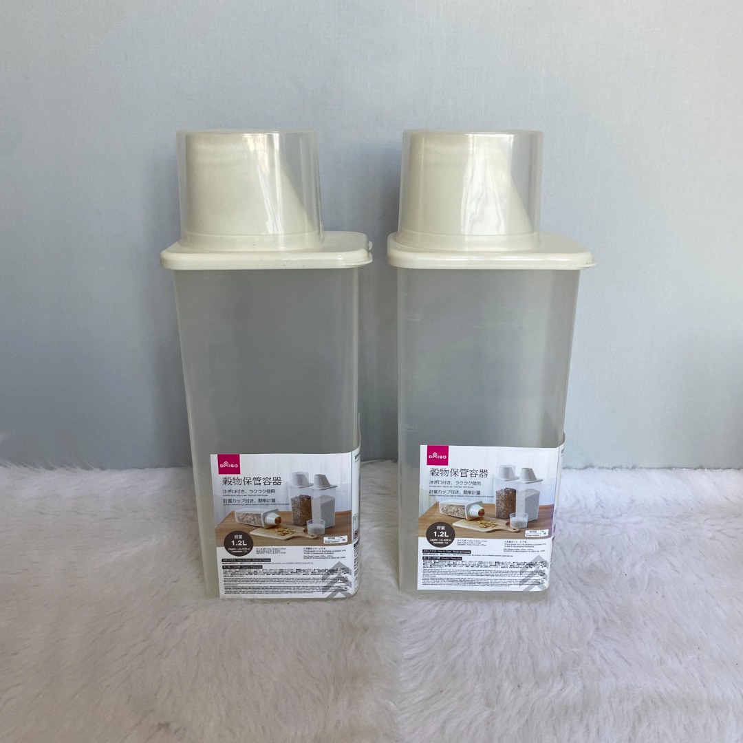 Daiso 1.2L Plastic Cereal Beans Food Container, Furniture & Home Living, Kitchenware & Tableware ...