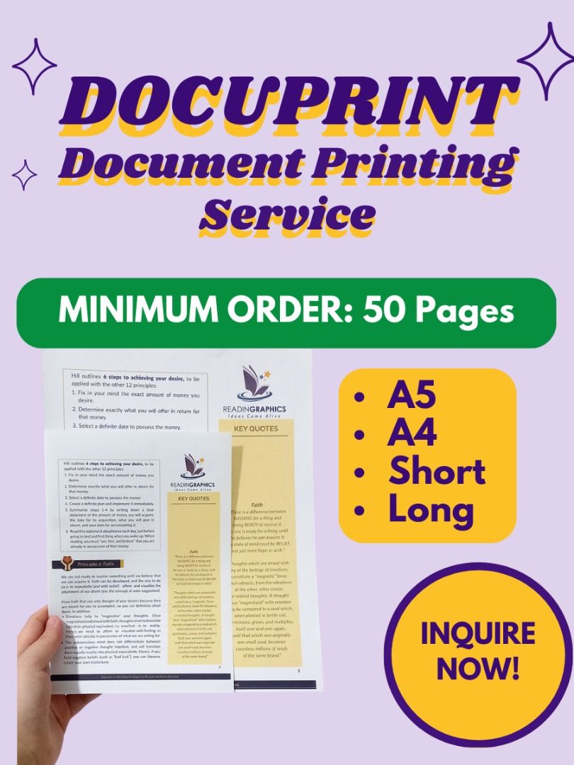 DOCUPRINT Document Print A5/A4/Short/Long Bond Paper Size - Minimum of ...