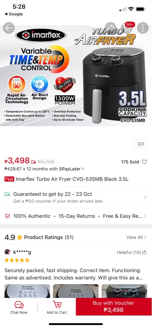 Imarflex Air Fryer New, TV & Home Appliances, Kitchen Appliances, Fryers on Carousell