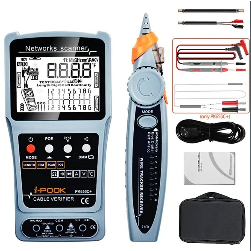 I-pook PK655C+ LAN Cable Length LCD wire tracker digital cable tracker ...