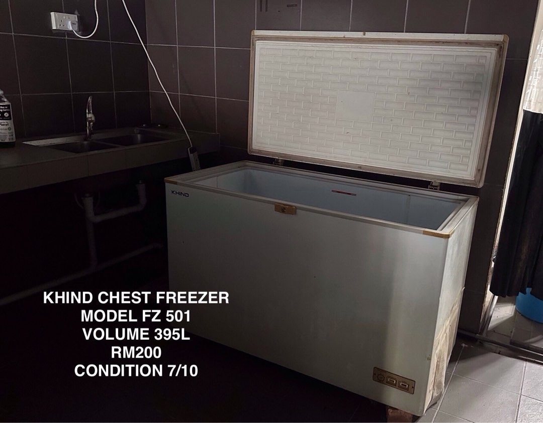 KHIND CHEST FREEZER 395L, TV & Home Appliances, Kitchen Appliances ...