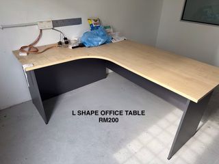 Office L-Shape Table with Drawer and Lock (Table Only), Furniture ...