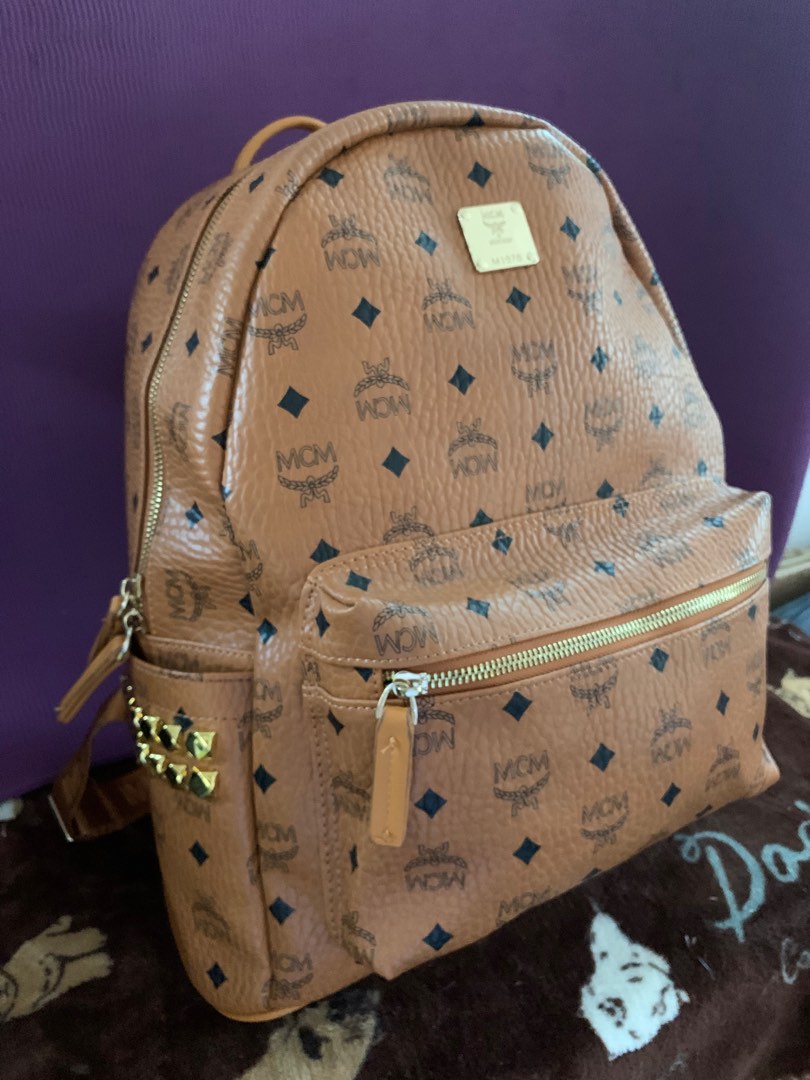 MCM Cognac Backpack (LARGE), Luxury, Bags & Wallets on Carousell
