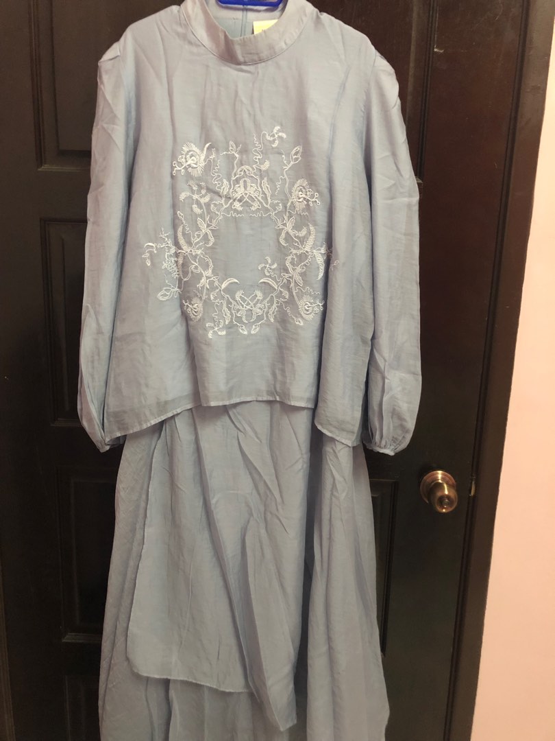 Mimpikita Asha in sky blue kurung set, Women's Fashion, Muslimah ...