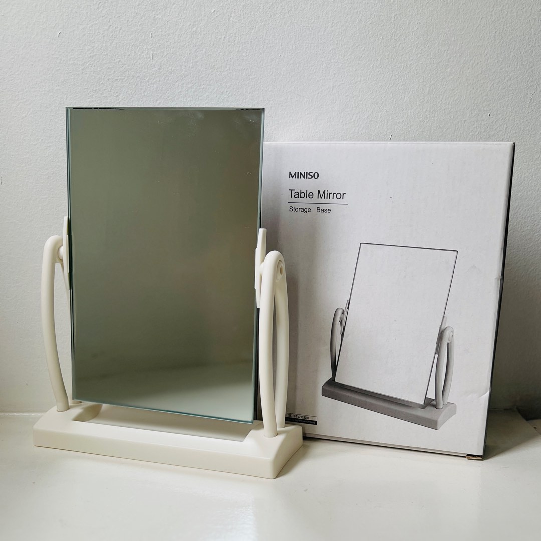 Miniso Makeup Mirror Glass Iron Round Tabletop Vanity Mirror Desk ...