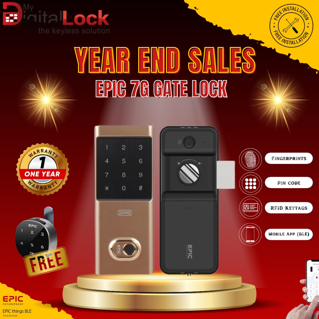 [OFFICIAL STORE] HDB Gate & Door Epic 7G Fingerprint Smartphone Door ...