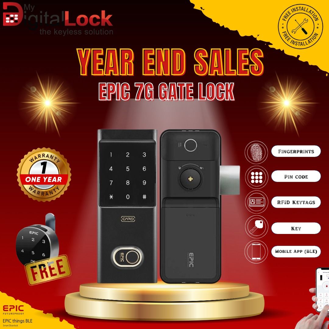 [OFFICIAL STORE] HDB Gate & Door Epic 7G Fingerprint Smartphone Gate ...