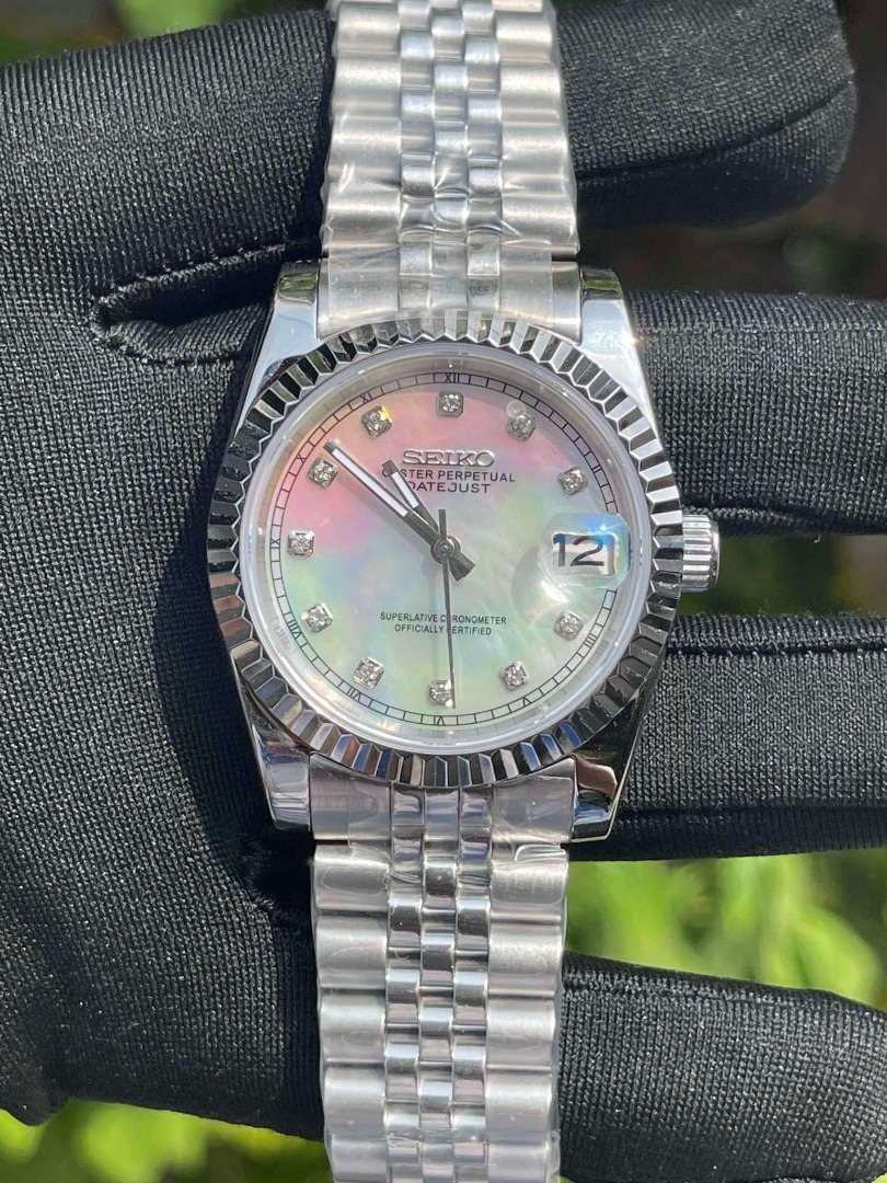 Seiko MOD Oyster Perpetual (pearl dial), Luxury, Watches on Carousell
