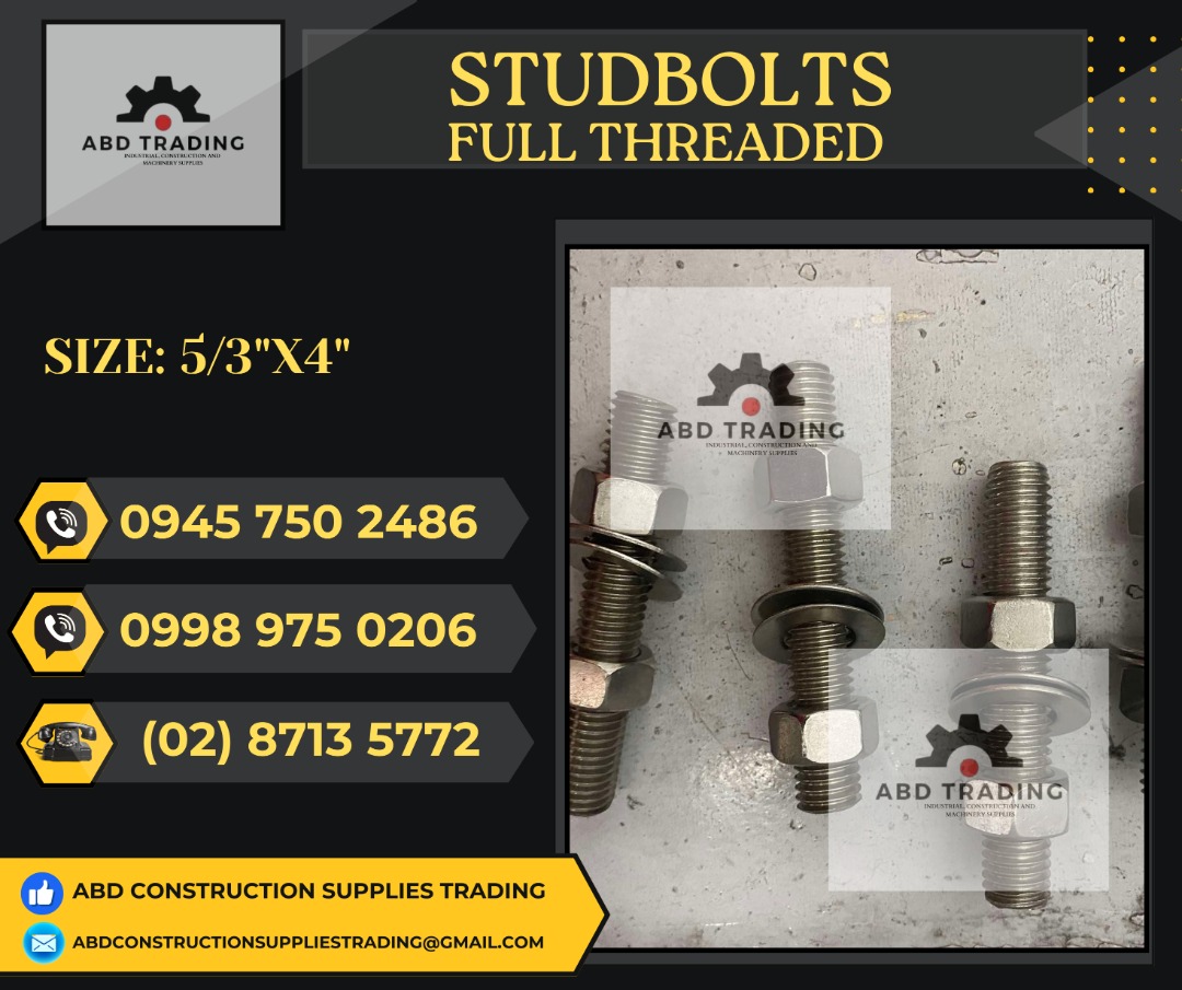 STUDBOLTS FULL THREADED, Commercial & Industrial, Construction Tools & Equipment on Carousell