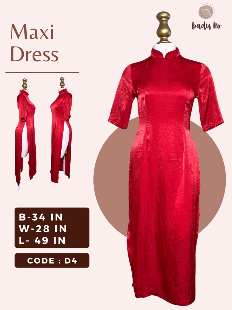 Thrifted Chinese Traditional Clothing Maxi Long Dress with High Slit ...