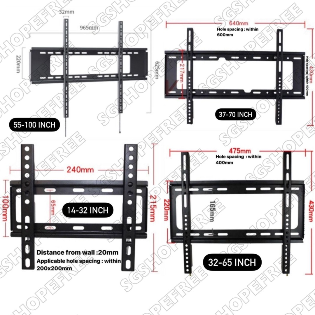 TV Wall Mount Bracket (INSTALLATION AVAIL) (S002), TV & Home Appliances ...