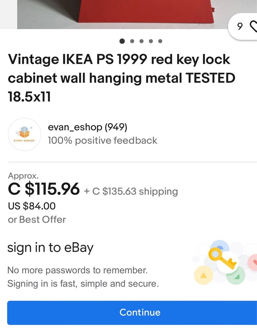 Vintage IKEA 1999 red key lock cabinet wall hanging metal, Furniture ...