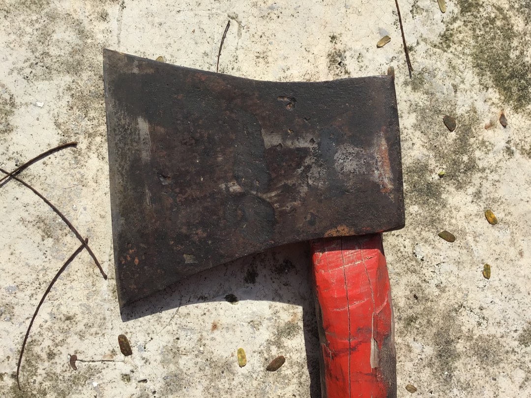 Antique Rare Hand Forged Heavy Ceremonial Axe with Painted Red Handle ...