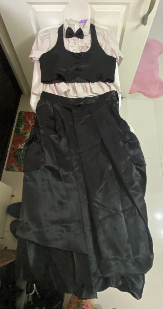 Wednesday Addams inspired outfit blouse with satin vest & matching long ...