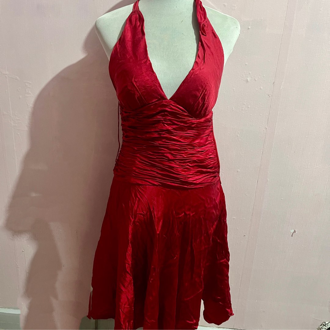 Y2K Vintage Classy 2000s Rare Halter Red Dress, Women's Fashion ...