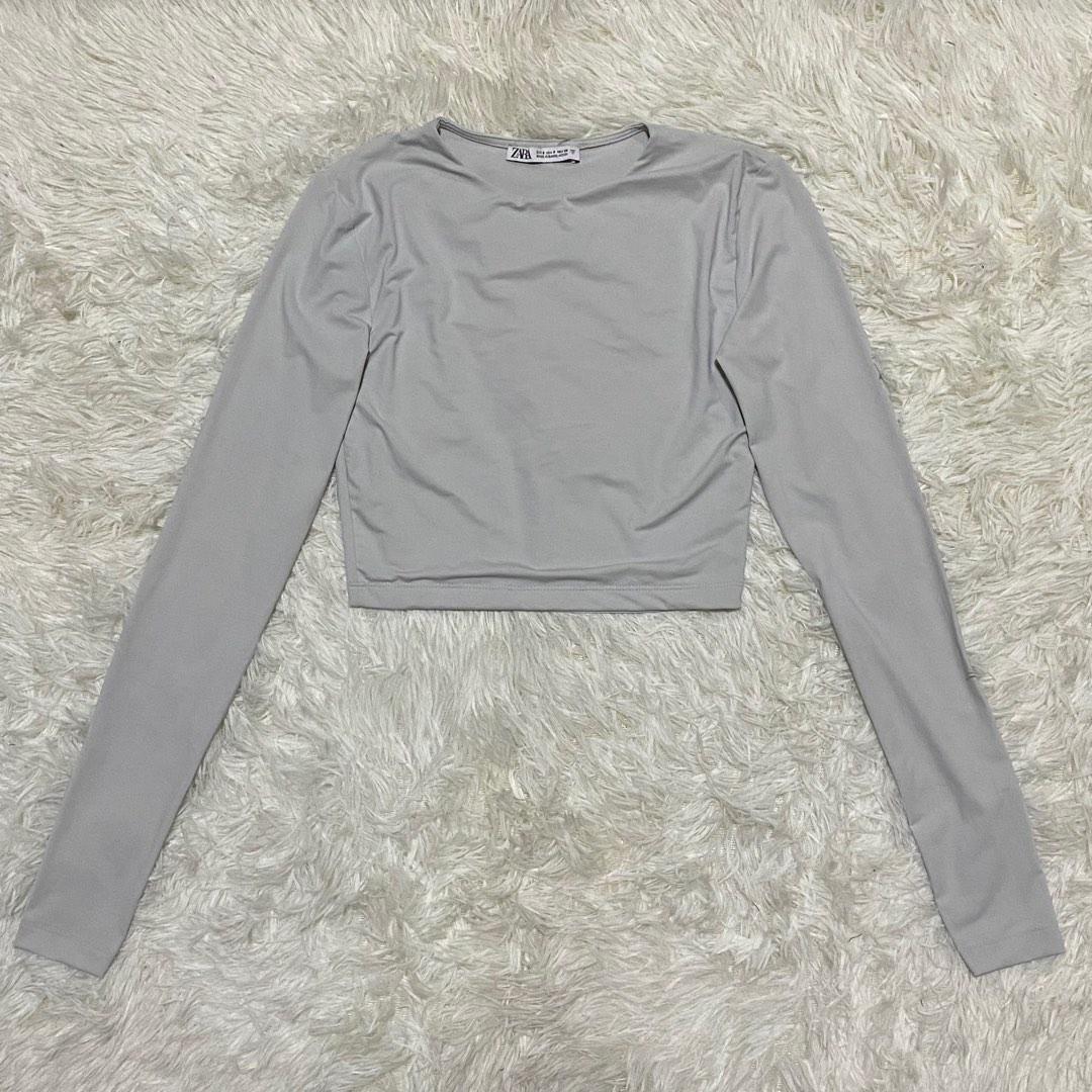 ZARA Seamless Cropped Long Sleeve, Women's Fashion, Tops, Longsleeves ...