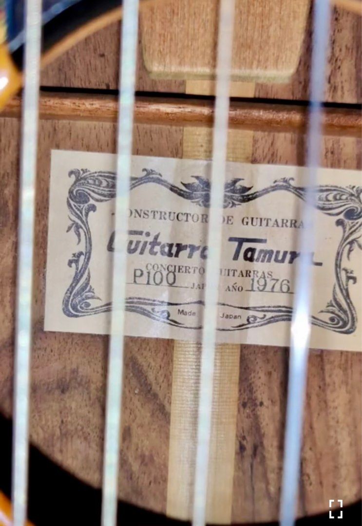 1976 Tamura P100 classical guitar with Ramirez bracing and internal ...