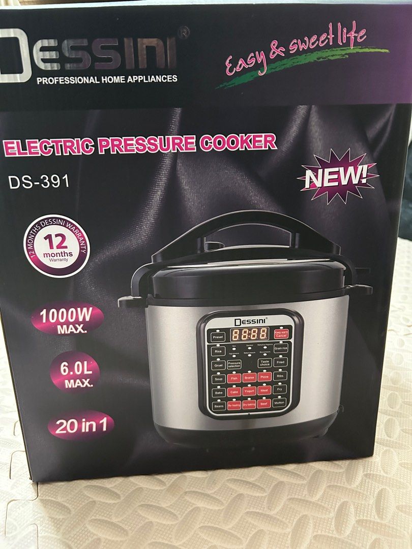6 Litres Dessini pressure cooker 20 in 1, TV & Home Appliances, Kitchen ...