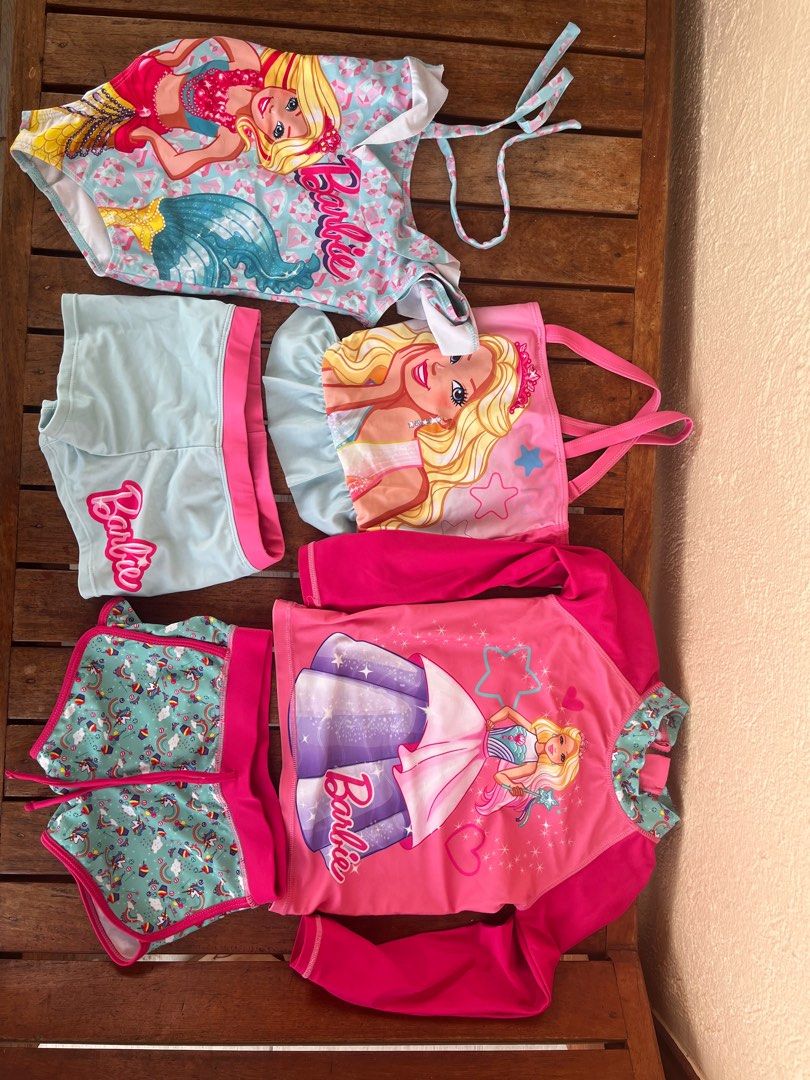 Barbie Rashguard swimsuit girls, Babies & Kids, Babies & Kids Fashion ...