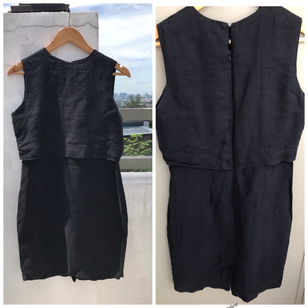 CLN black linen dress Medium-large, Women's Fashion, Dresses & Sets ...