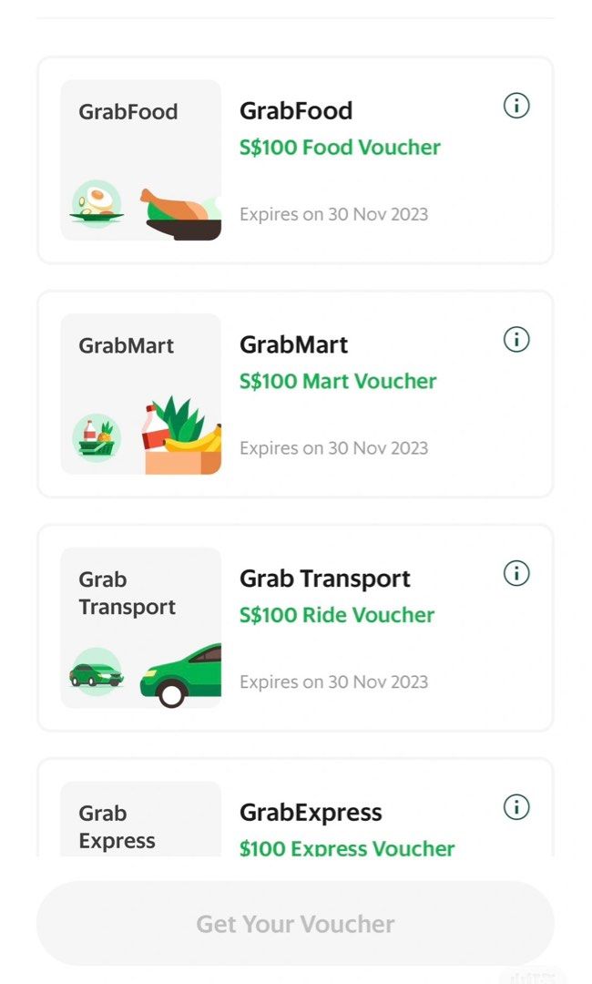 Grab Voucher $100 (car, food, mart) Available , Tickets & Vouchers ...