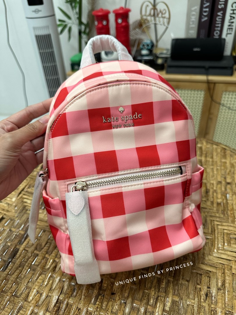 kate spade chelsea gingham mini backpack, Women's Fashion, Bags ...