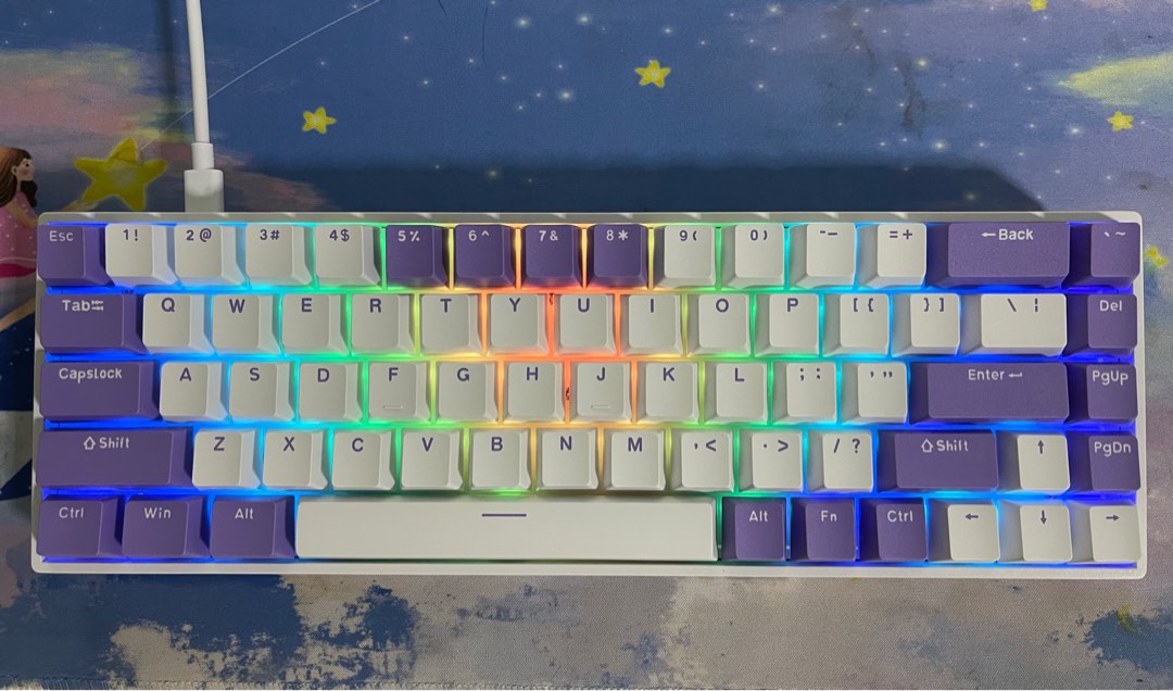 Lavender RGB Custom Gaming Mechanical Keyboard | 68 keys | Blue Switch ...
