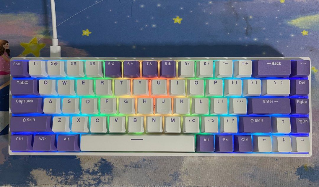 Lavender RGB Custom Gaming Mechanical Keyboard | 68 keys | Blue Switch ...