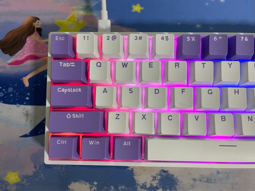 Lavender RGB Custom Gaming Mechanical Keyboard | 68 keys | Blue Switch ...