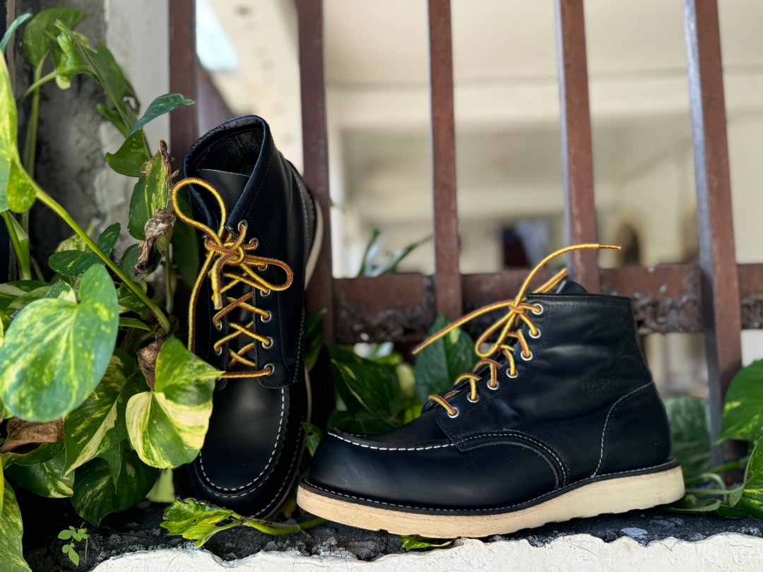 Rare Authentic Red Wing 8130 Black Moc Toe Leather Boots, Men's Fashion ...