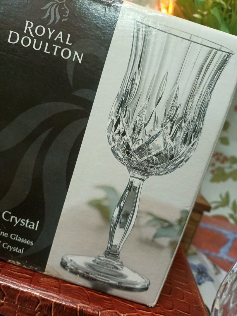 Royal doulton roma crystal goblet made in italy nos 4pcs with box ...