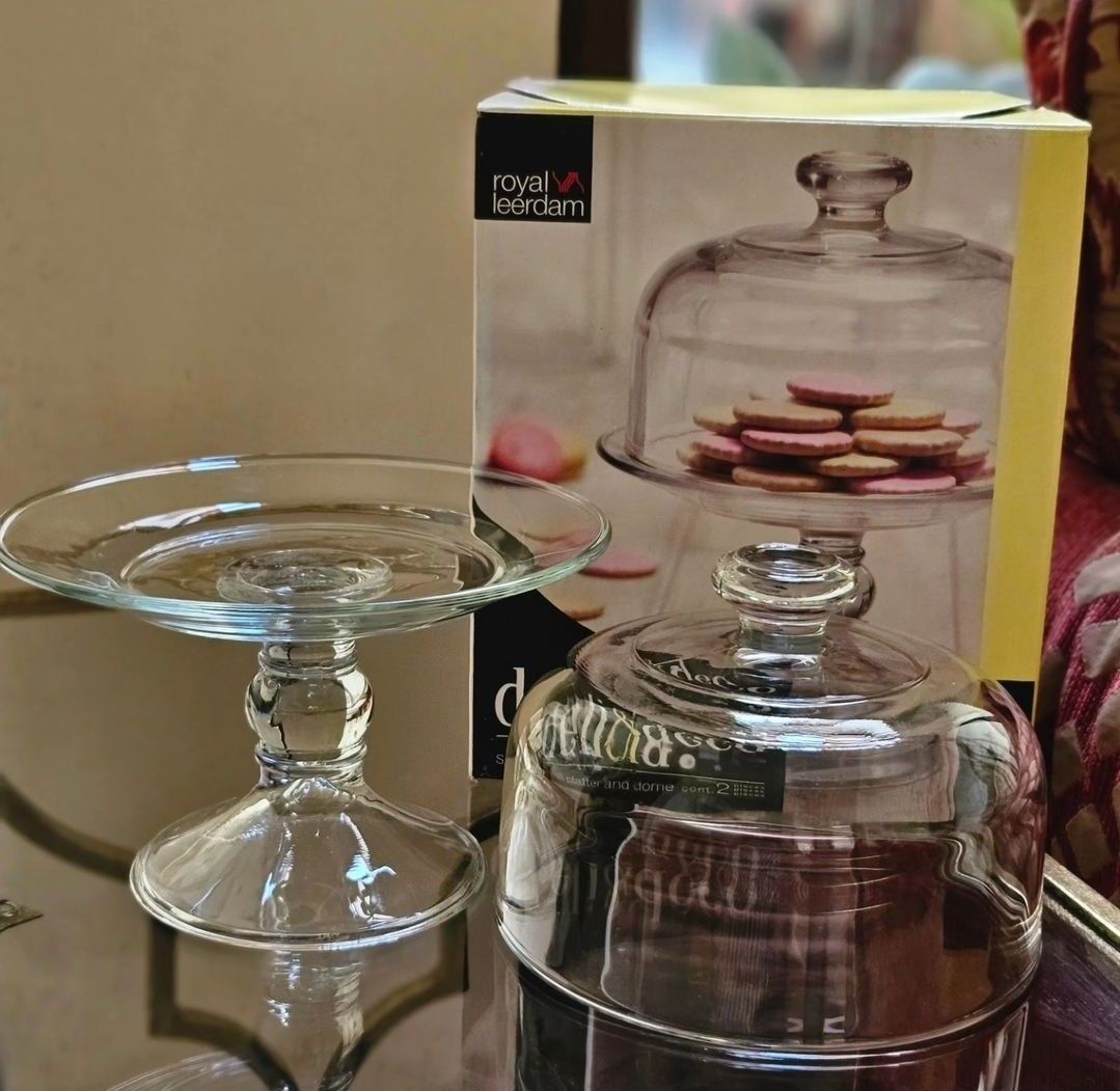 ROYAL LEERDAM GLASS CAKESTAND WITH COVER, Furniture & Home Living ...