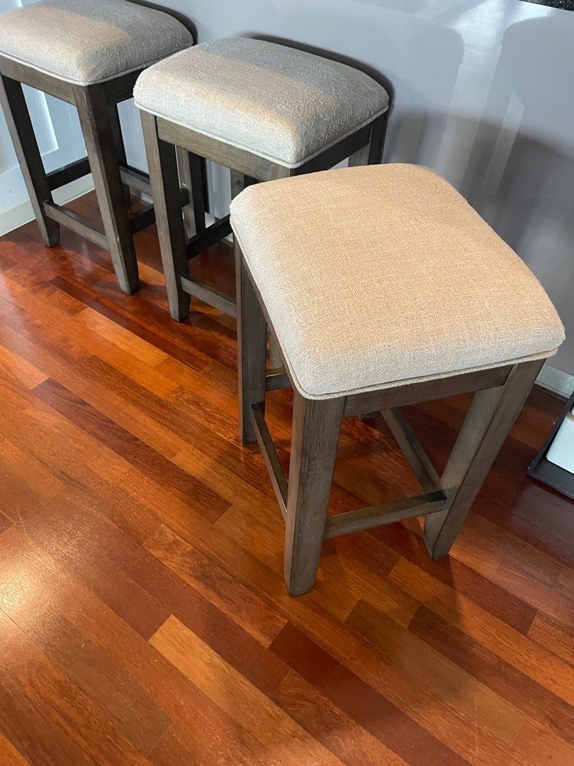 SSF Bar Chair Stool Solid Wood Dark Walnut Fabric Top, Furniture & Home ...