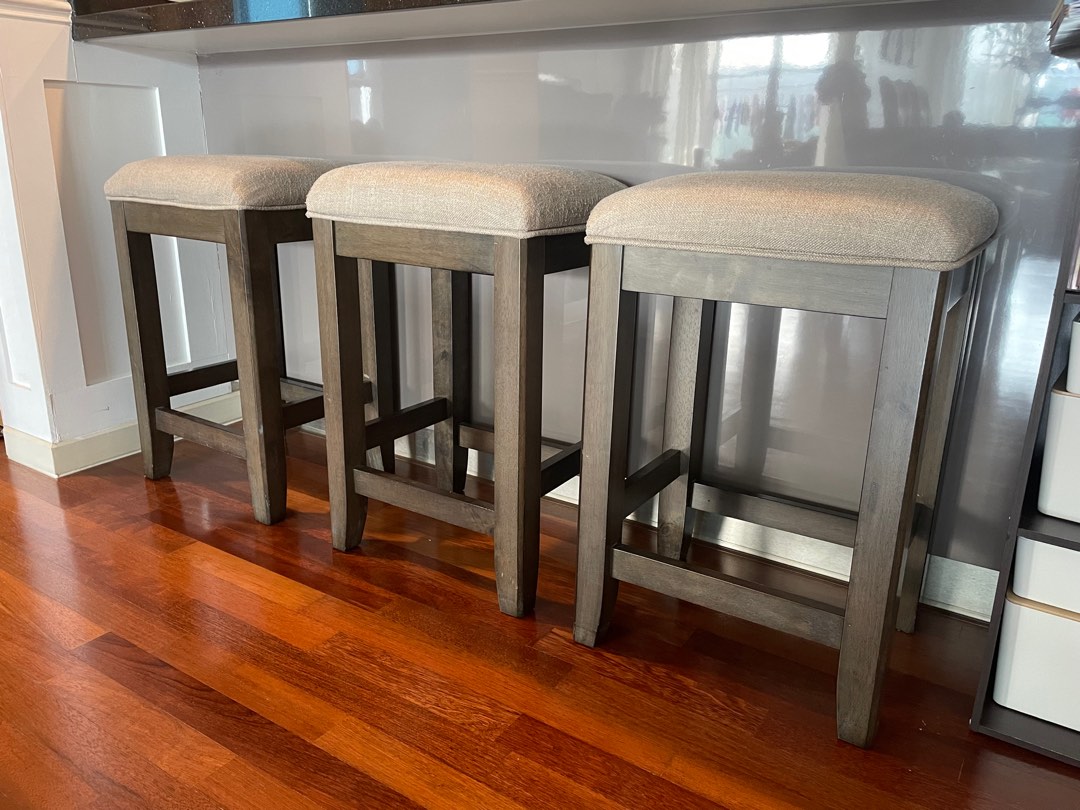 SSF Bar Chair Stool Solid Wood Dark Walnut Fabric Top, Furniture & Home ...