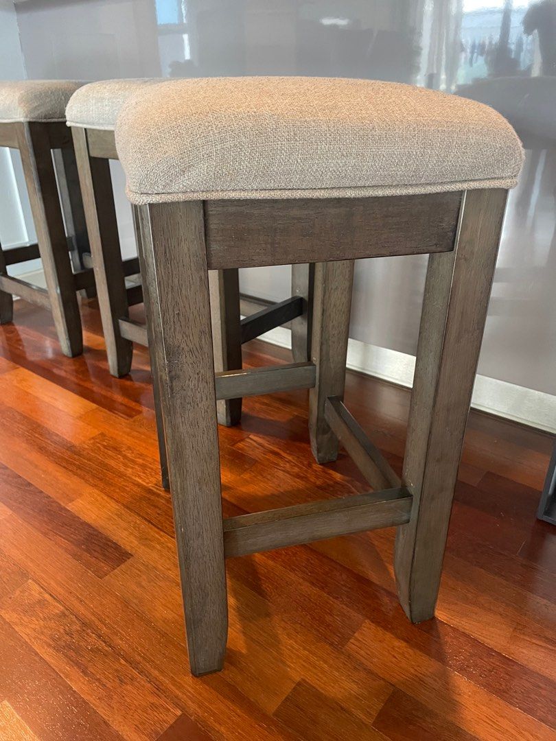 SSF Bar Chair Stool Solid Wood Dark Walnut Fabric Top, Furniture & Home ...