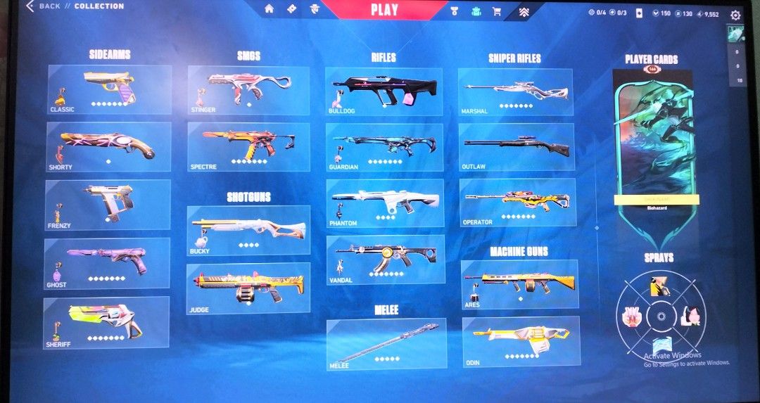 valorant [ plat peak/ ruination bundle/ all skins fully upgraded+ ...