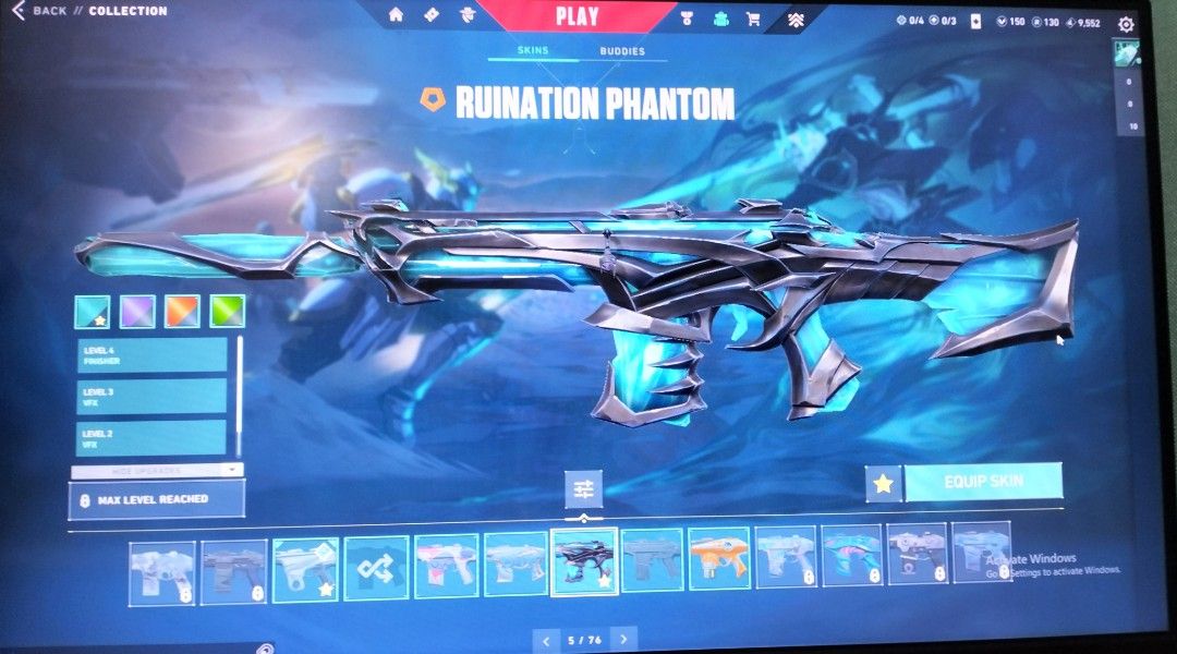 valorant [ plat peak/ ruination bundle/ all skins fully upgraded+ ...