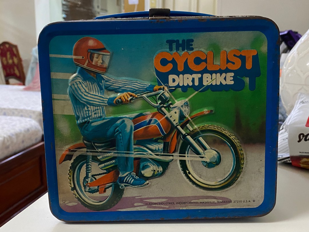 Vintage 70s 1979 Aladdin The Cyclist Lunch Box Dirt Bike MOPED without ...