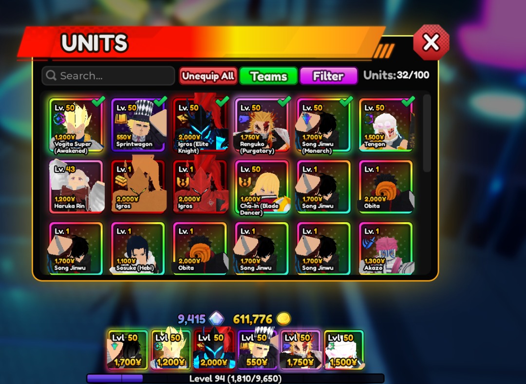 Anime Vanguards Monarch SJW ACC with igiris and rengoku, Video Gaming ...