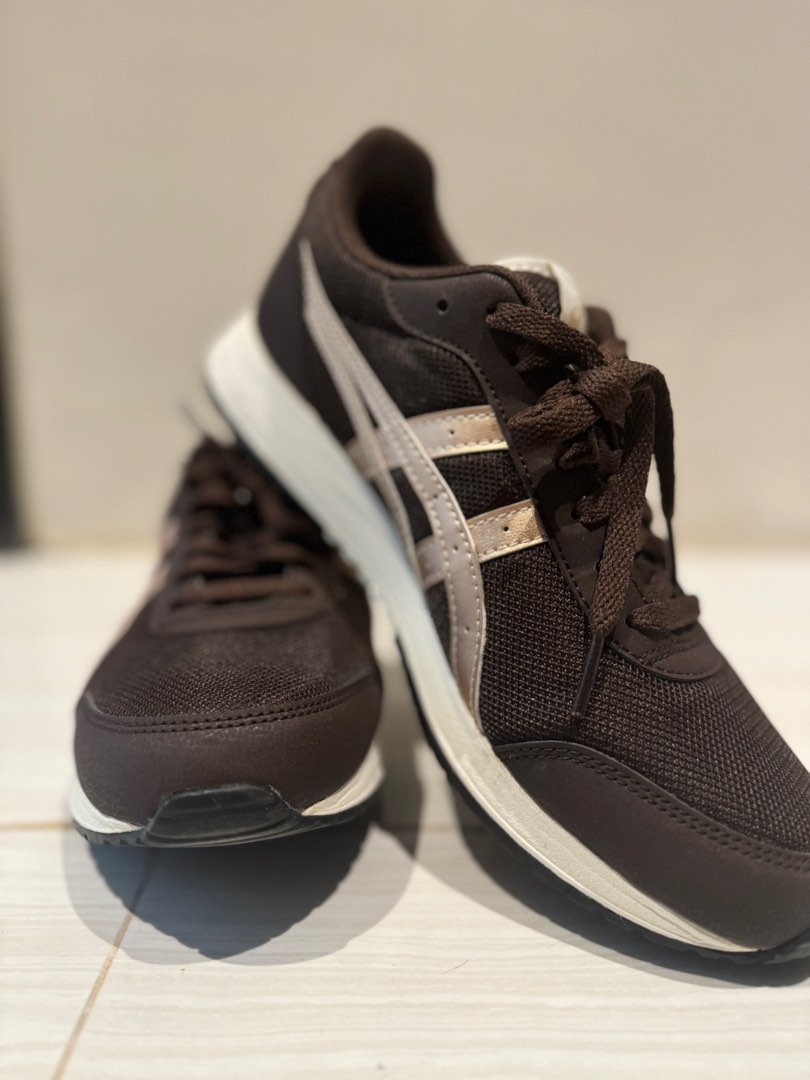 Asics size 7 1/2 US womens brown and gold, Women's Fashion, Footwear ...